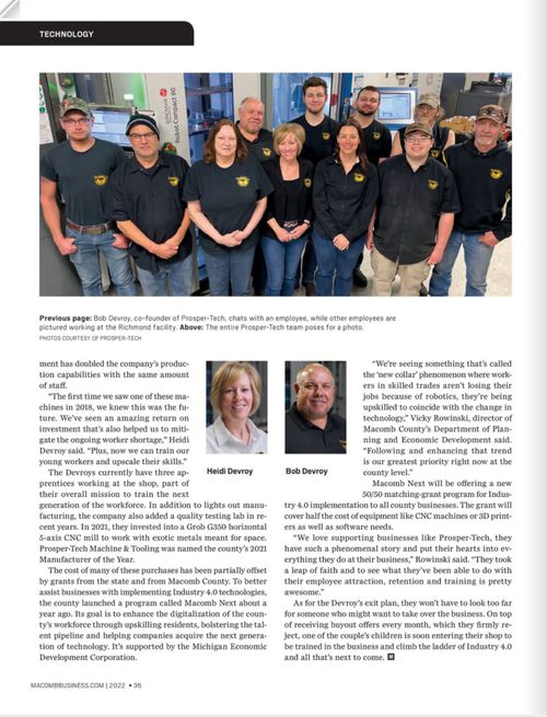 Prosper-Tech Machine & Tool | Prototype thru Production Machining